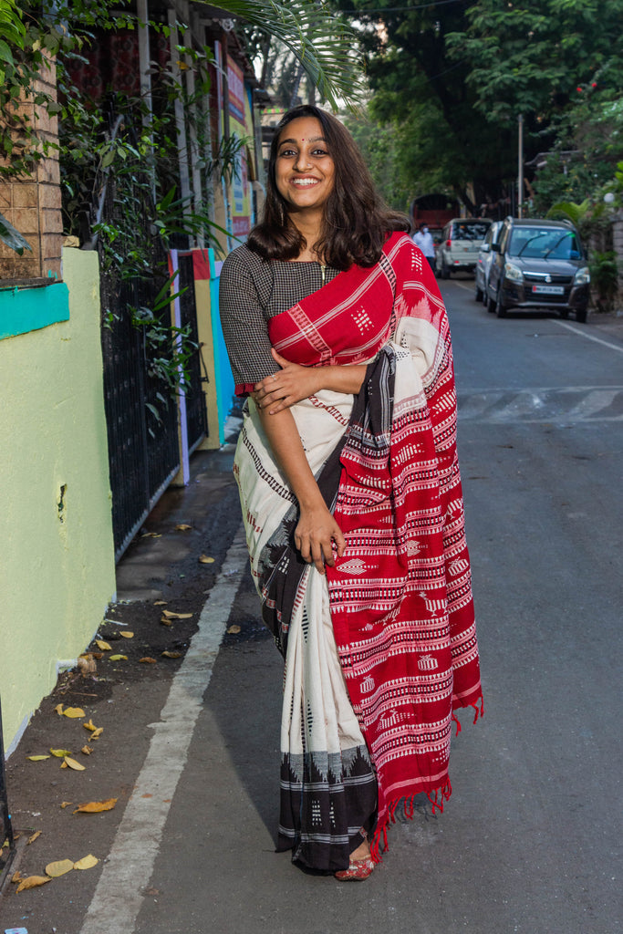 Traditional Kotpad Saree with Fish Motif